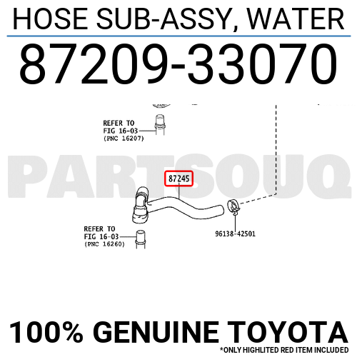 8720933070 Genuine Toyota HOSE SUB-ASSY, WATER 87209-33070 | eBay