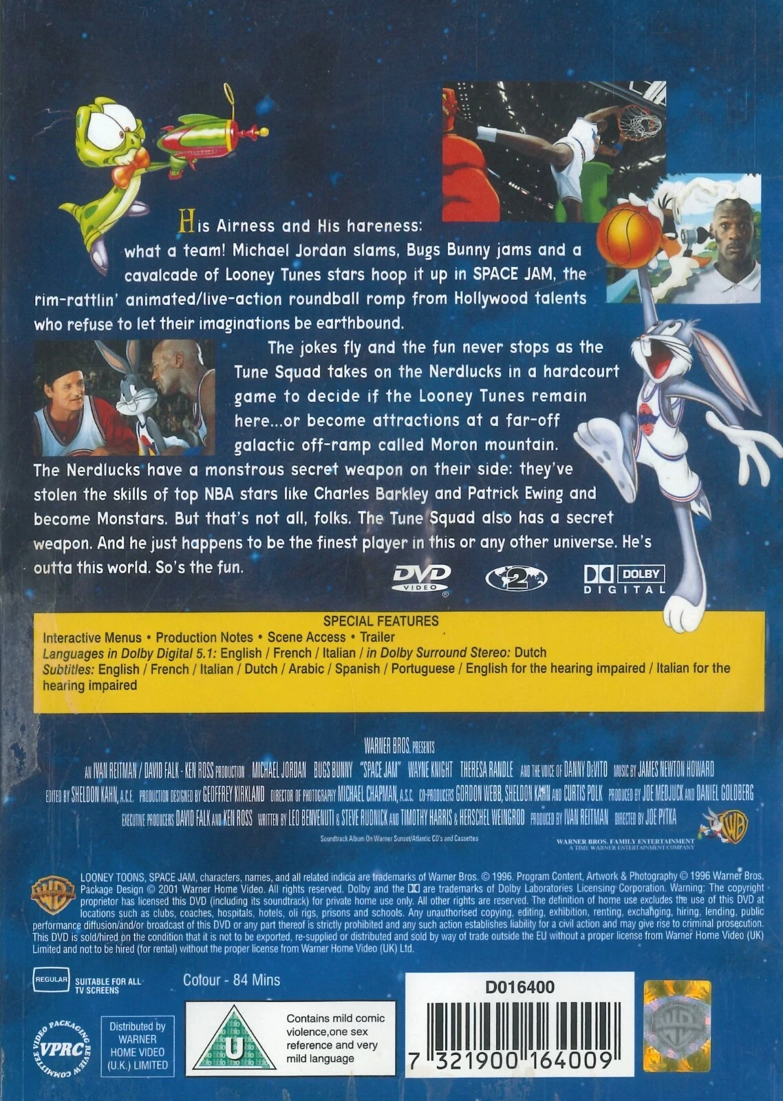 Space Jam 1996 Dvd Michael Jordan Wayne Knight Theresa Randle Ebay