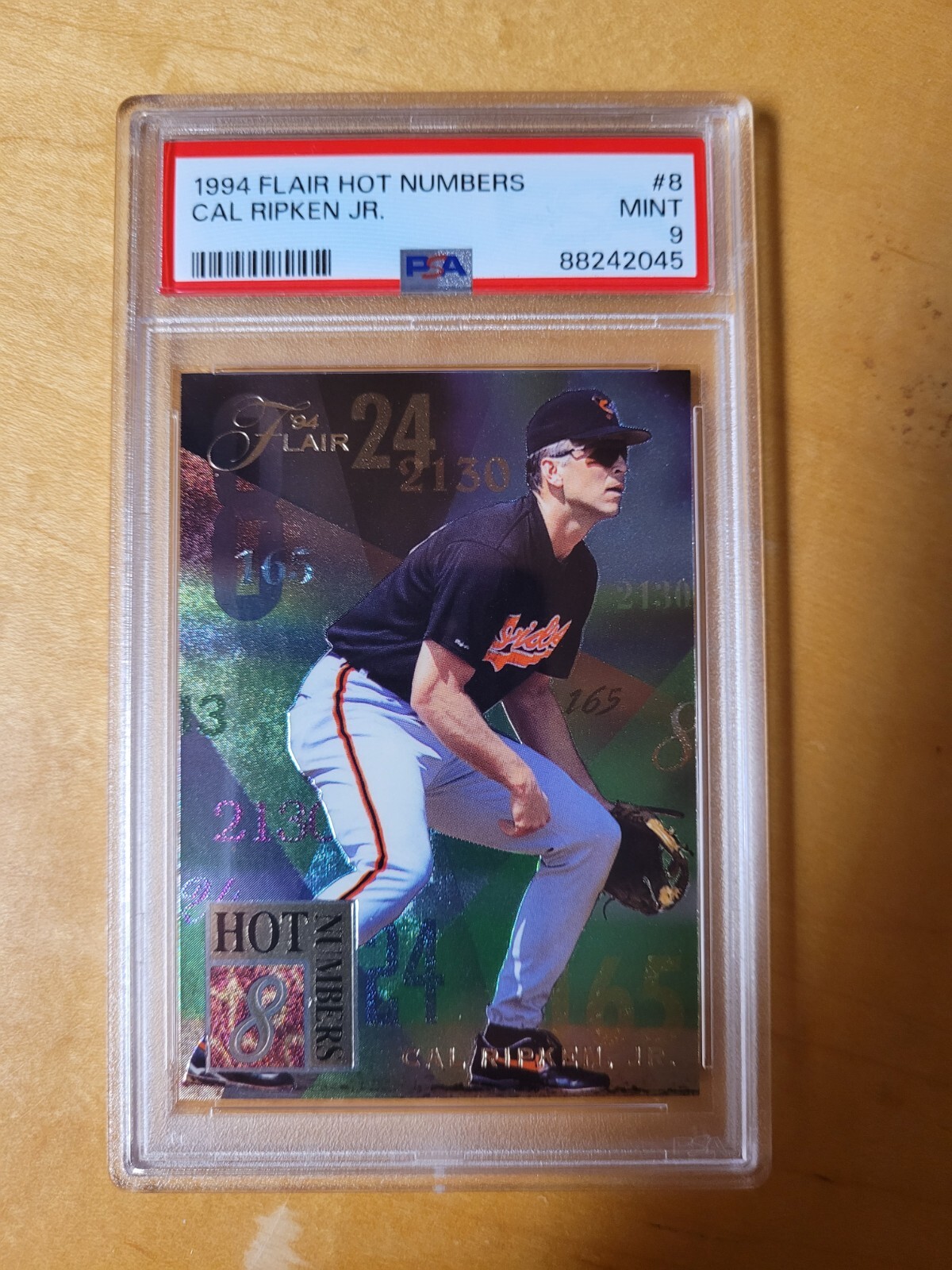 1994 Flair Hot Numbers #8 Cal Ripken Jr PSA 9 Mint Insert Card Orioles ...