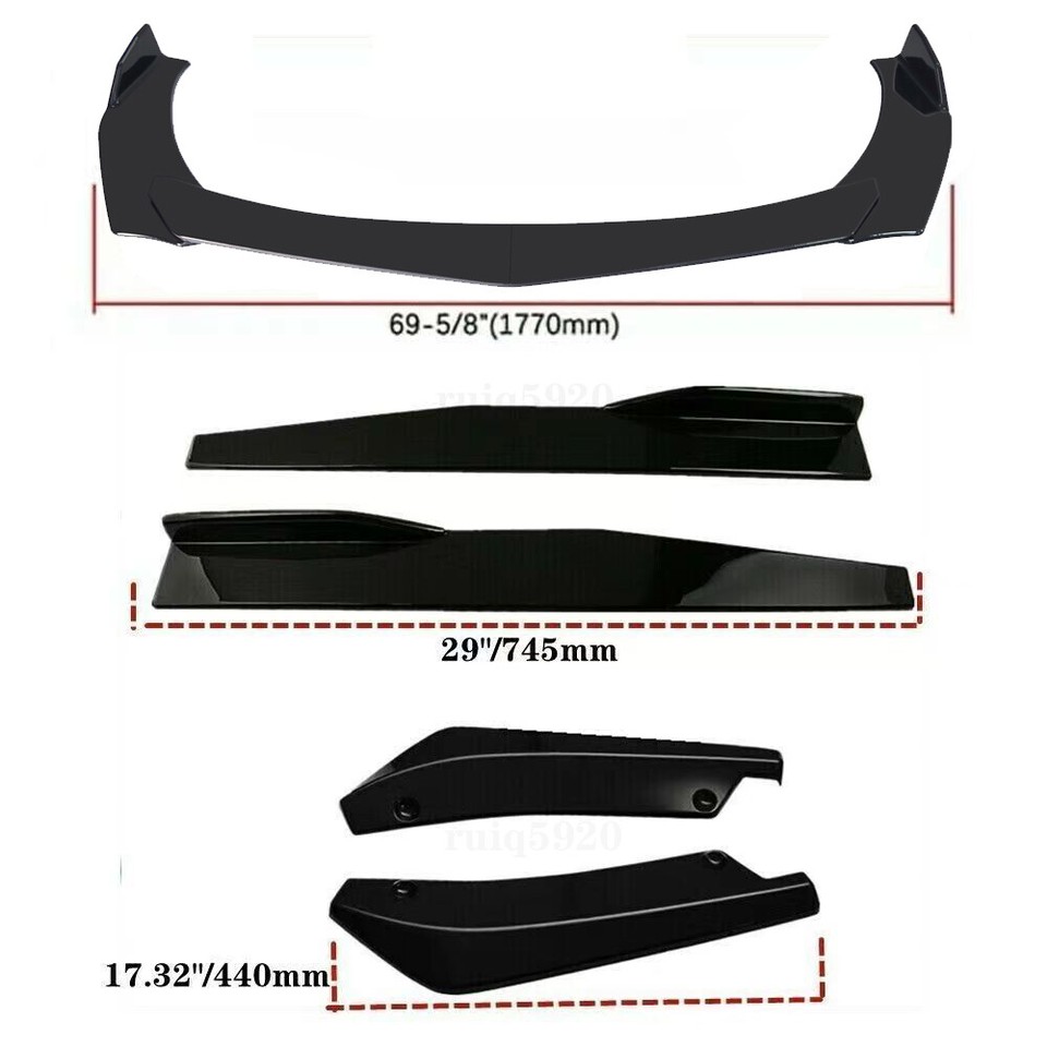 Chevrolet Cavalier Black Front Bumper Rear Spoiler Body Kit+29" Side ...