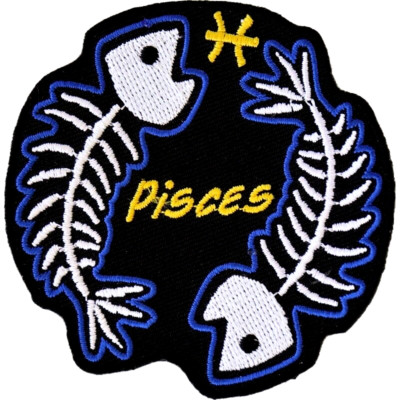 Zodiac Sign Pisces New Design Sew on Embroidered Patch Horror Fish ...