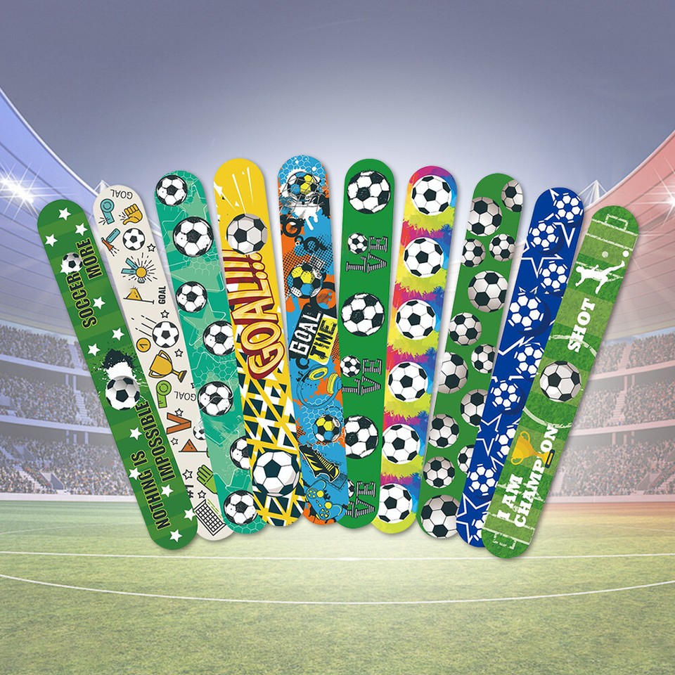 10pcs Soccer Slap Bracelets Slap Bands Hand Ring Football Theme Party ...