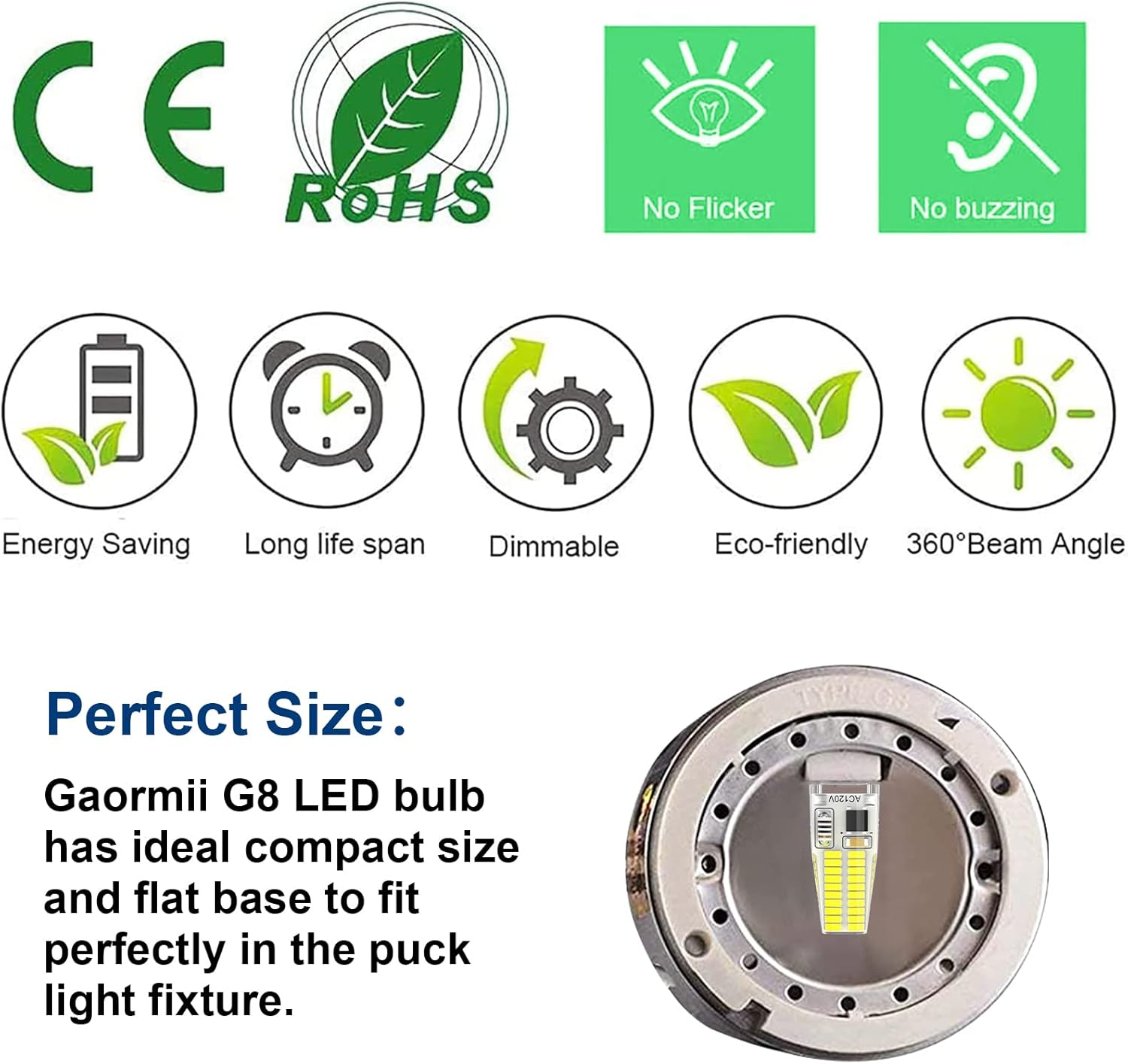 G8 LED Bulb Dimmable 3W T4 JCD Type Bi-Pin Base Daylight White 6000K ...