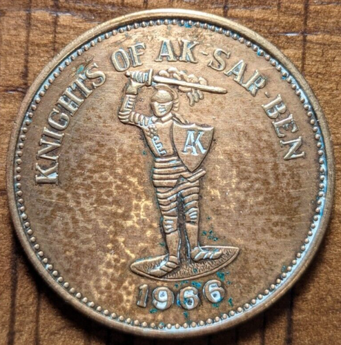 1966 Omaha, Nebraska NE Ak Sar Ben Hall Knights Bronze Dedication Token ...