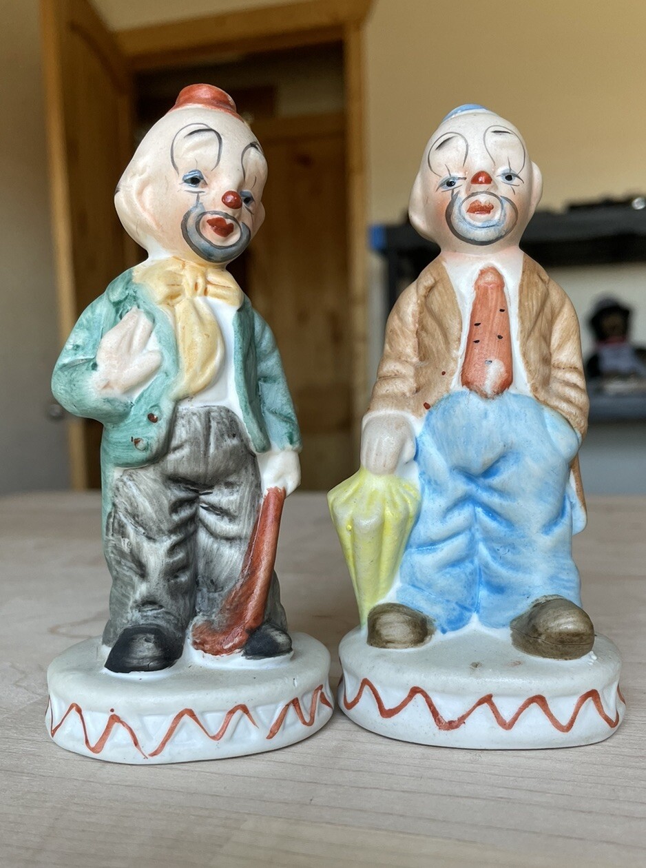 Vintage Set Of 2 Ceramic Hobo Clown Figurines~Late 19th Century | eBay