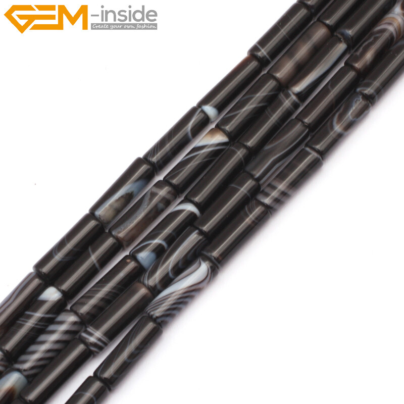 Natural Tube Cylinder Gemstone Column Loose Beads For Jewerly Making 15 ...