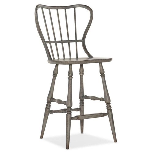 Home Square Dining Room Spindle Back Bar Stool in Speckled Gray - Set ...