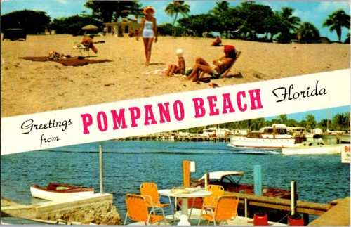 Pre-1980 OLD YELLOW BEACH CHAIRS Pompano Beach By Fort Lauderdale FL d ...