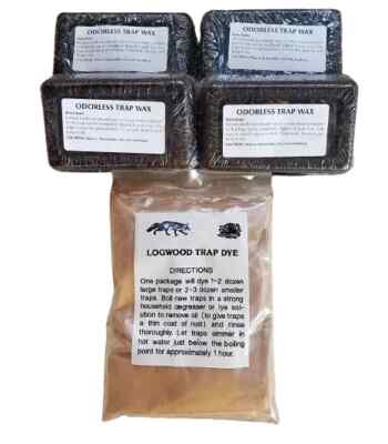 4 lb Black Wax & 1 lb Logwood Dye Trap Dye & Wax Bundle Trapping ...