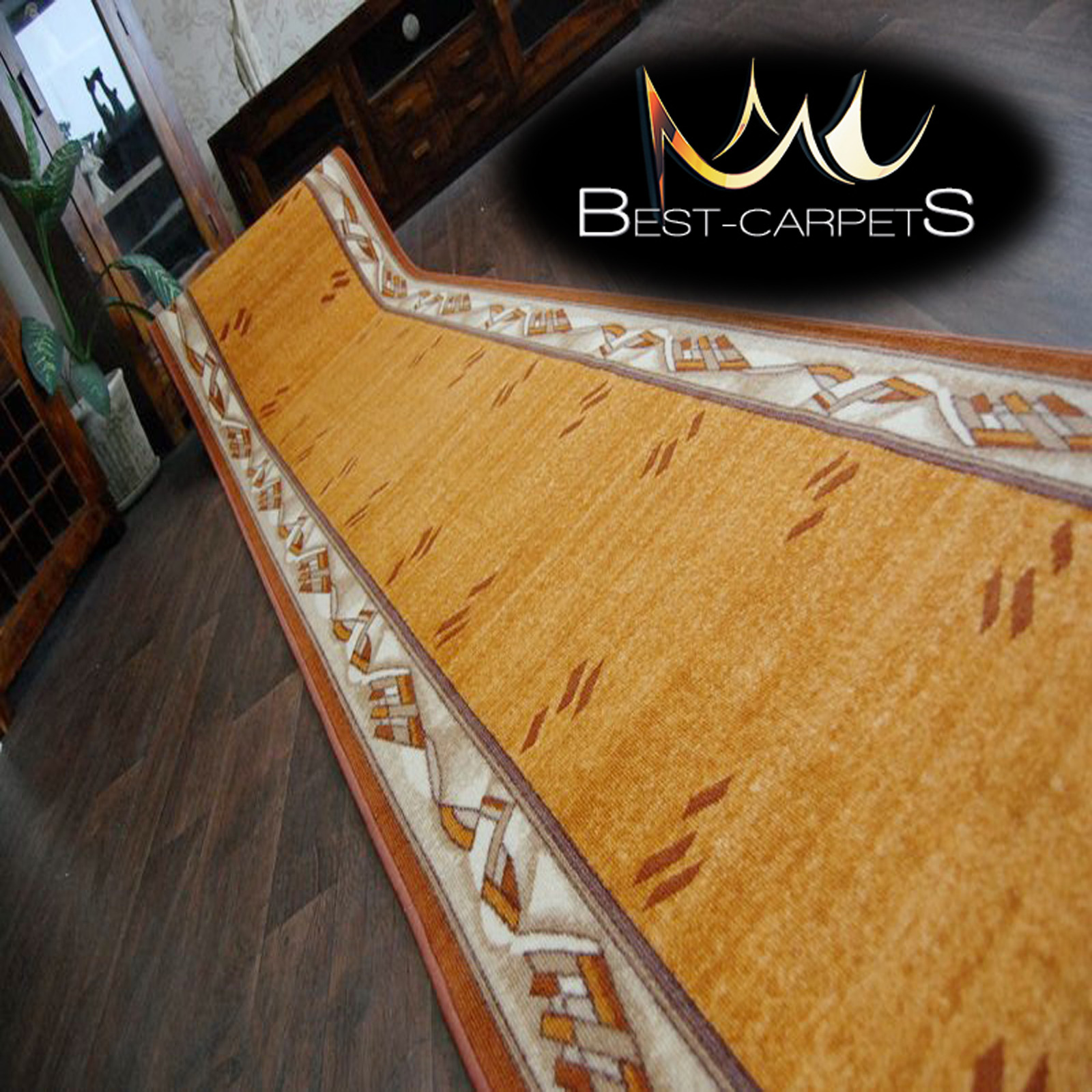 Runner Rugs, MODERN gold, NON-slip, Stairs Width 67cm-100cm extra long ...