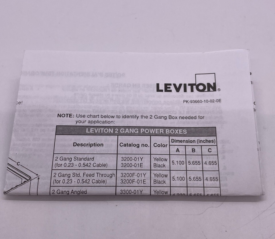LEVITON 3099-2Y 30992y Single-Gang Portable Outlet Box - NEW IN BOX | eBay