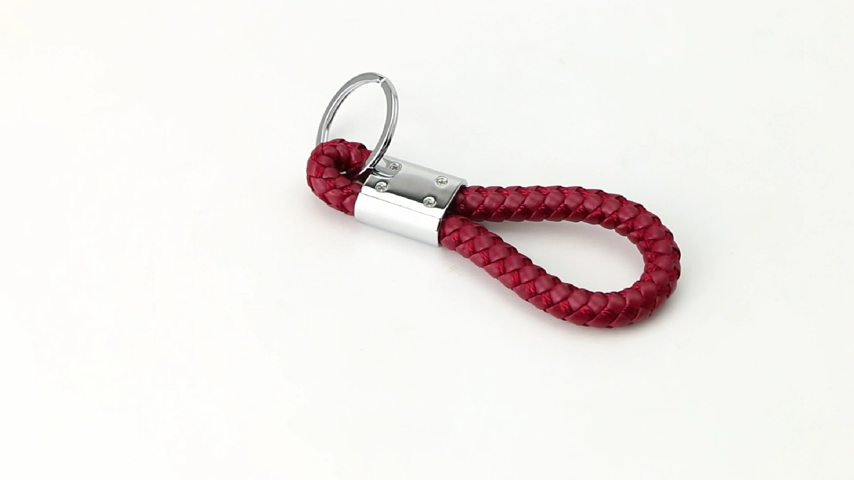 (1) Red Braided Leather Strap Keychain Ring For Car Key, Key Fob | eBay