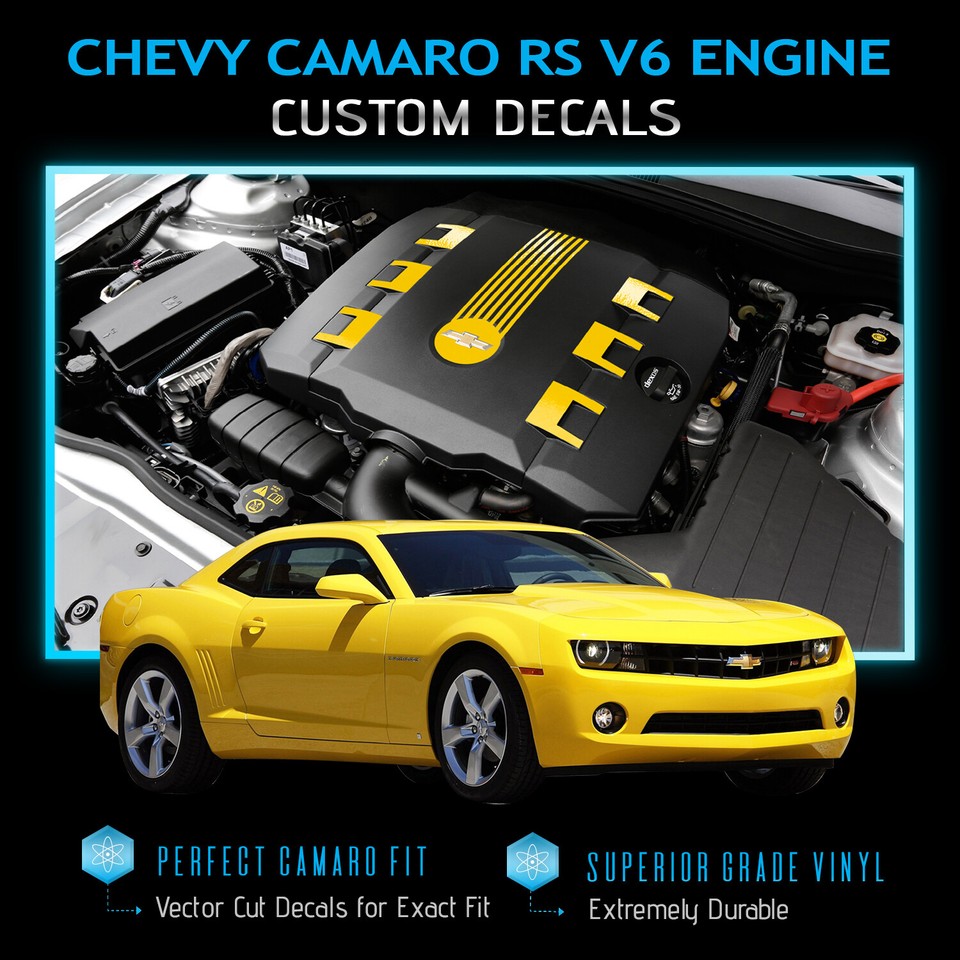RS V6 Engine Cover Decal Fit 2010-2015 Chevrolet Chevy Camaro - Chrome ...