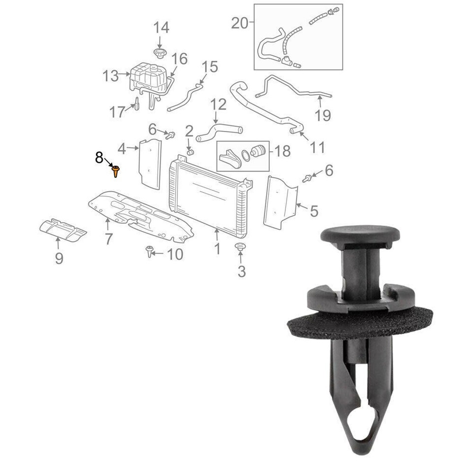 50x Radiator Core Support Upper Panel Cover Retainer Nylon Clip Car ...