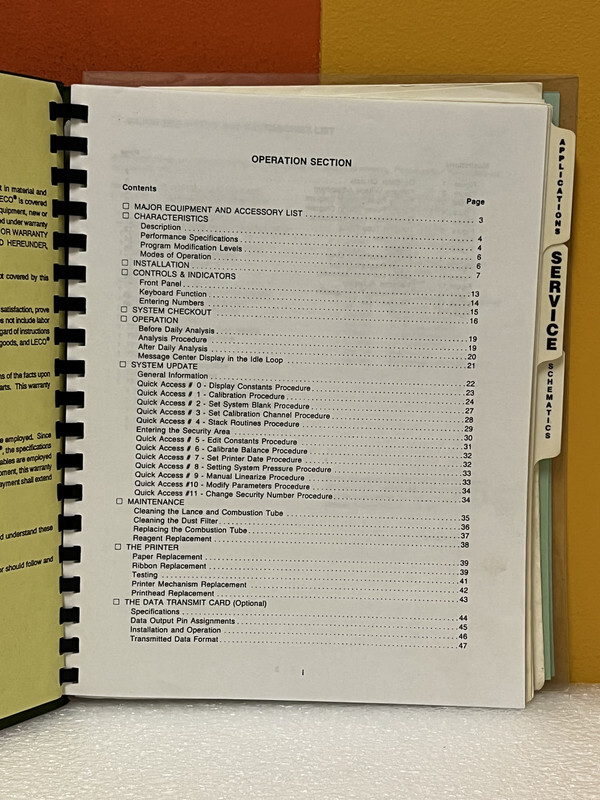 Leco CS-225 Carbon & Sulfur Determinator Model 788-000 Instruction ...
