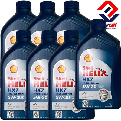7x1 Liter Shell Helix HX7 Professional AV 5W-30 Motoröl 5W30 VW 502 00 ...