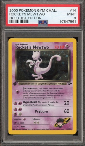 Pokemon Rocket's Mewtwo Gym Challenge 1st Edition Holo Rare #14 PSA 9 ...