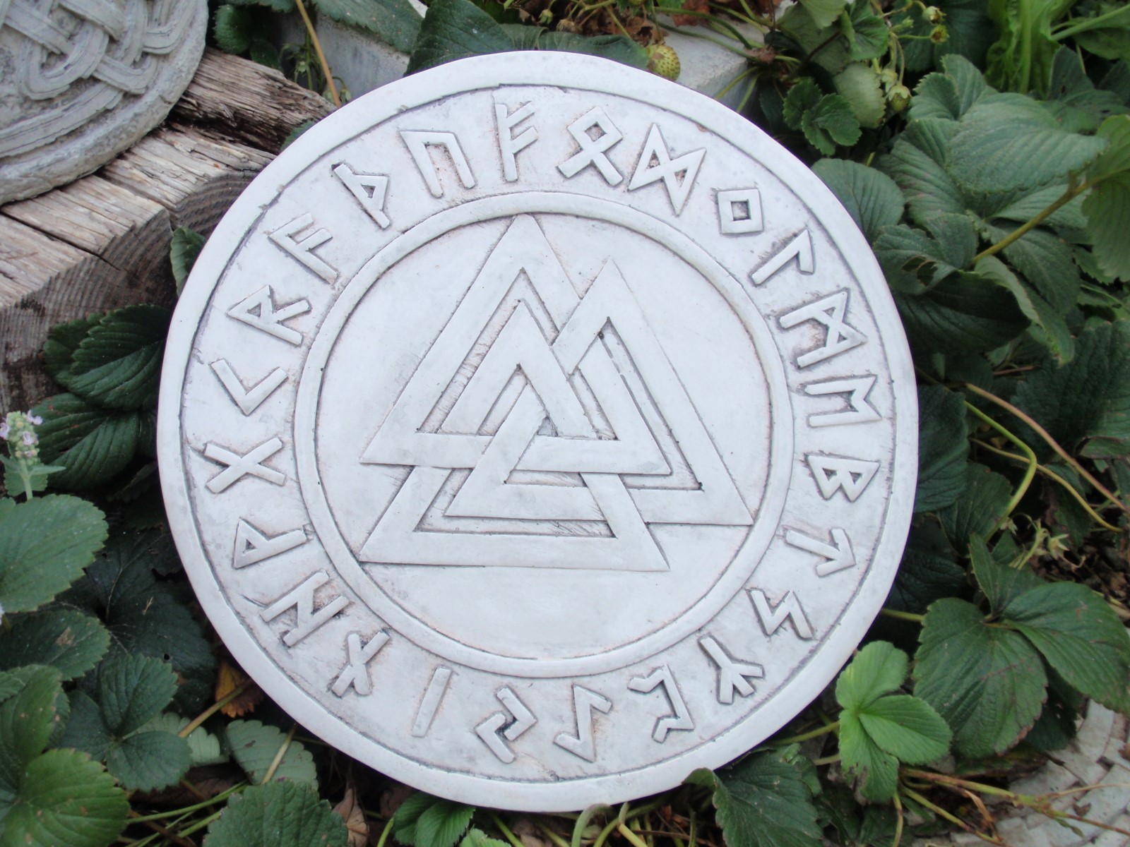 valknut rune circle wall decoration stone finish mjolinr asatru viking ...