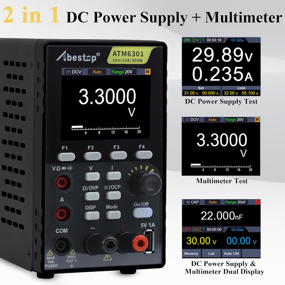 2 in 1 DC Power Supply Multimeter 60V/ 10A Benchtop Power Supply ...