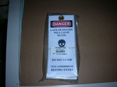 BRADY OSHA DANGER SAFETY SIGN LACK OF OXYGEN CONFINED SPACE TEST ...