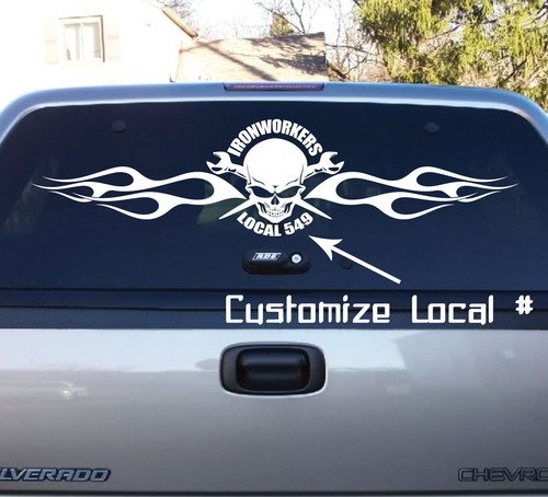 36X9 union flaming skull spud wrench ironworker customizable vinyl ...