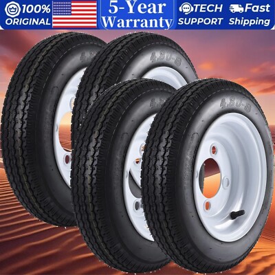 4pack Trailer Tires & Wheels 8" Rims 4 Lug on 4" Load Range C 4.80-8 4 ...