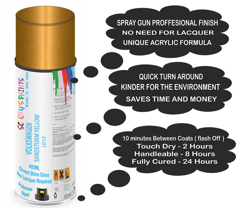 VW Beetle Cabrio Sandstorm Yellow LD1Z/9U Direct Gloss Shine Aerosol ...