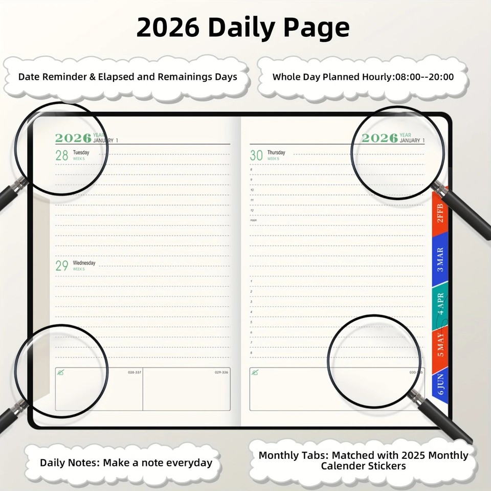 2026 Diary Log: Time Management 365 Day 400 Pages, Daily Planer Office ...