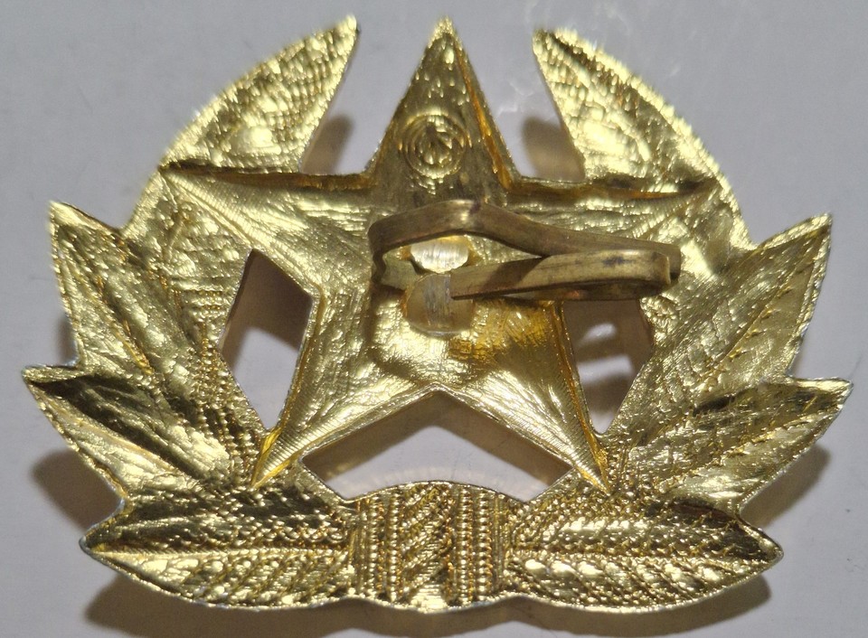 USSR Soviet Russia CCCP Gold Tone Enameled Aluminum Ushanka Hat Badge ...