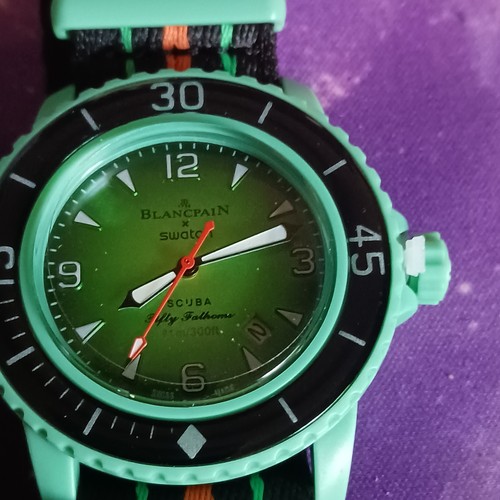 Blancpain x Swatch Scuba Fifty Fathoms Atlantic Ocean Green Dial Watch ...