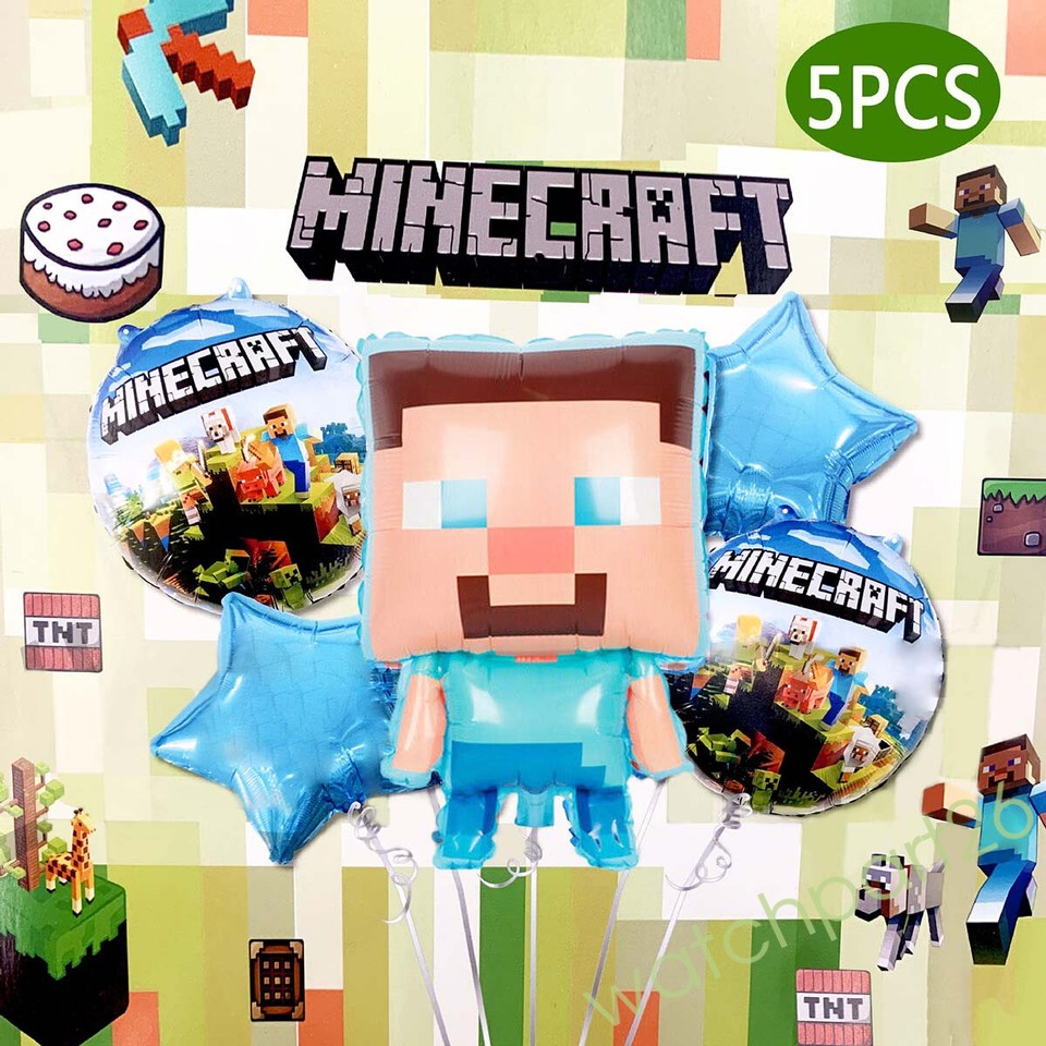 10pcs Minecraft Balloons Foil Gamer Party Steve Party Birthday Supplies ...