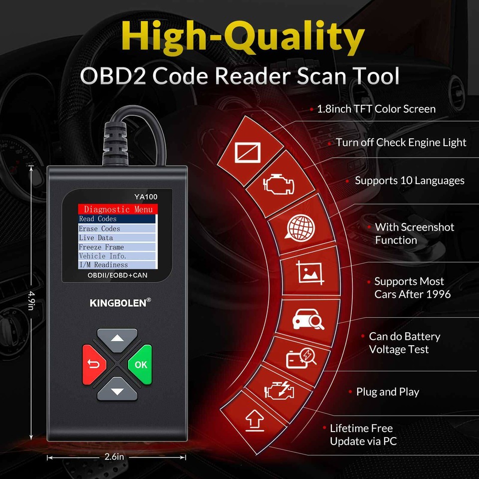 Automotive OBD2 Scanner OBDII Code Reader Car Engine Check Fault ...