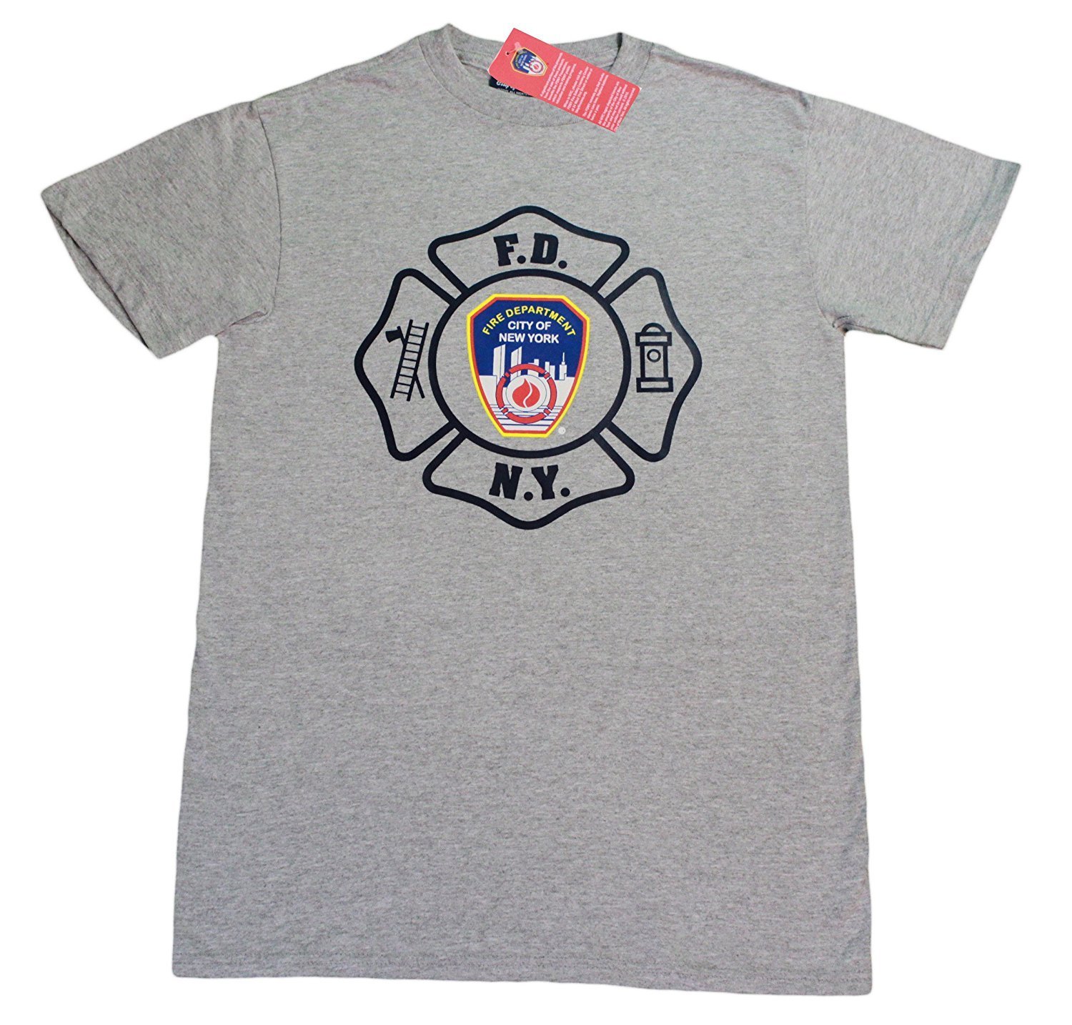 MENS GRAY FDNY T-SHIRT FIRE DEPT NEW YORK CITY OFFICIAL NYFD Tee with ...