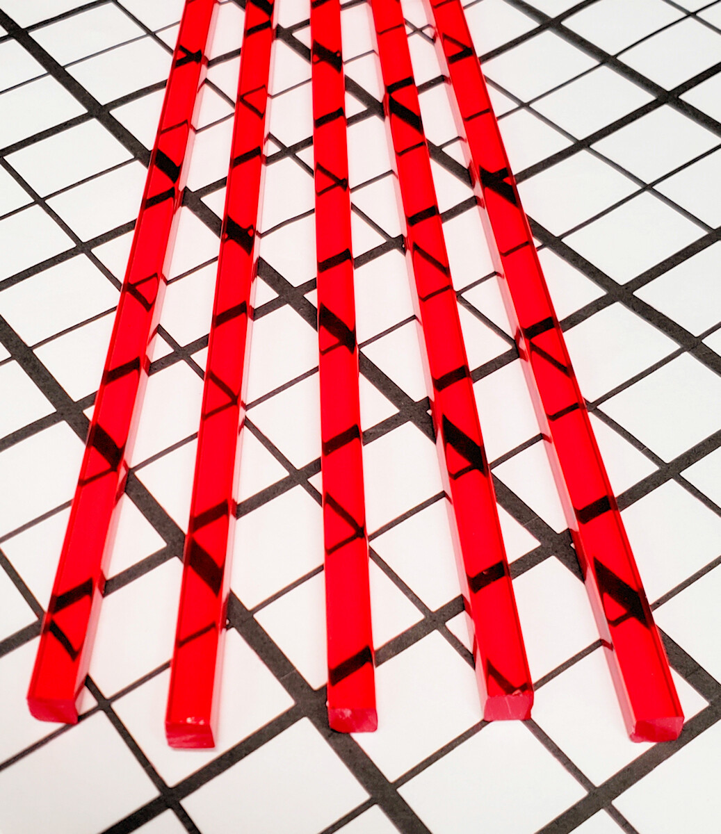 5 PC 1/4” x 1/4" x 24” LONG SQUARE CLEAR RED ACRYLIC TRANSLUCENT ...