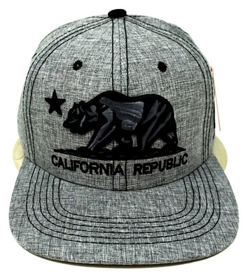 CALIFORNIA REPUBLIC Snapback Cap Hat CA CALI Bear Flag OSFM Gray NWT | eBay