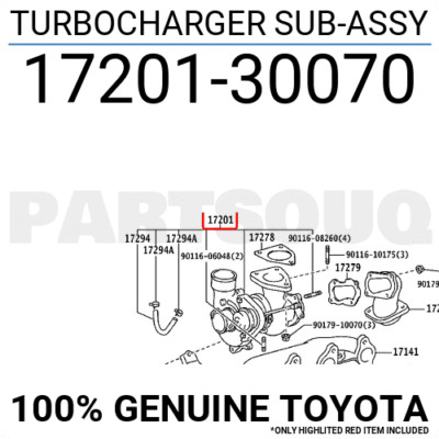 1720130070 Genuine Toyota TURBOCHARGER SUB-ASSY 17201-30070 | eBay UK