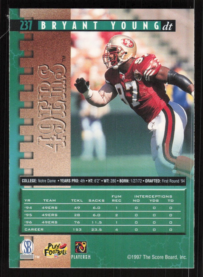 1997 Pro Line #237 Bryant Young Card TCCCX | eBay