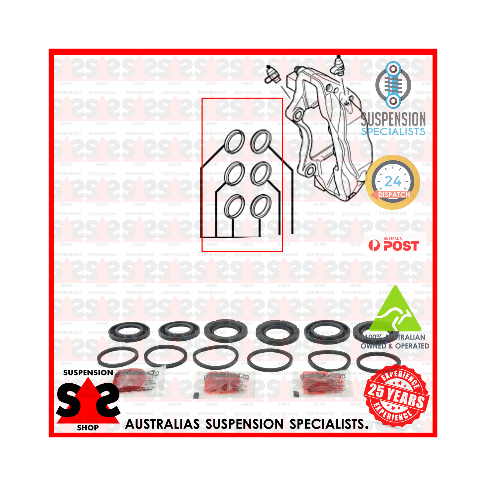 Front Axle Repair Kit, Brake Caliper Suit LAND ROVER Range Rover 4.4 D ...