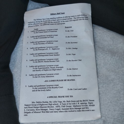 JROTC Army Jacket Yr. 2000 L.V.Hightower HS 1st Annual Military Ball w ...