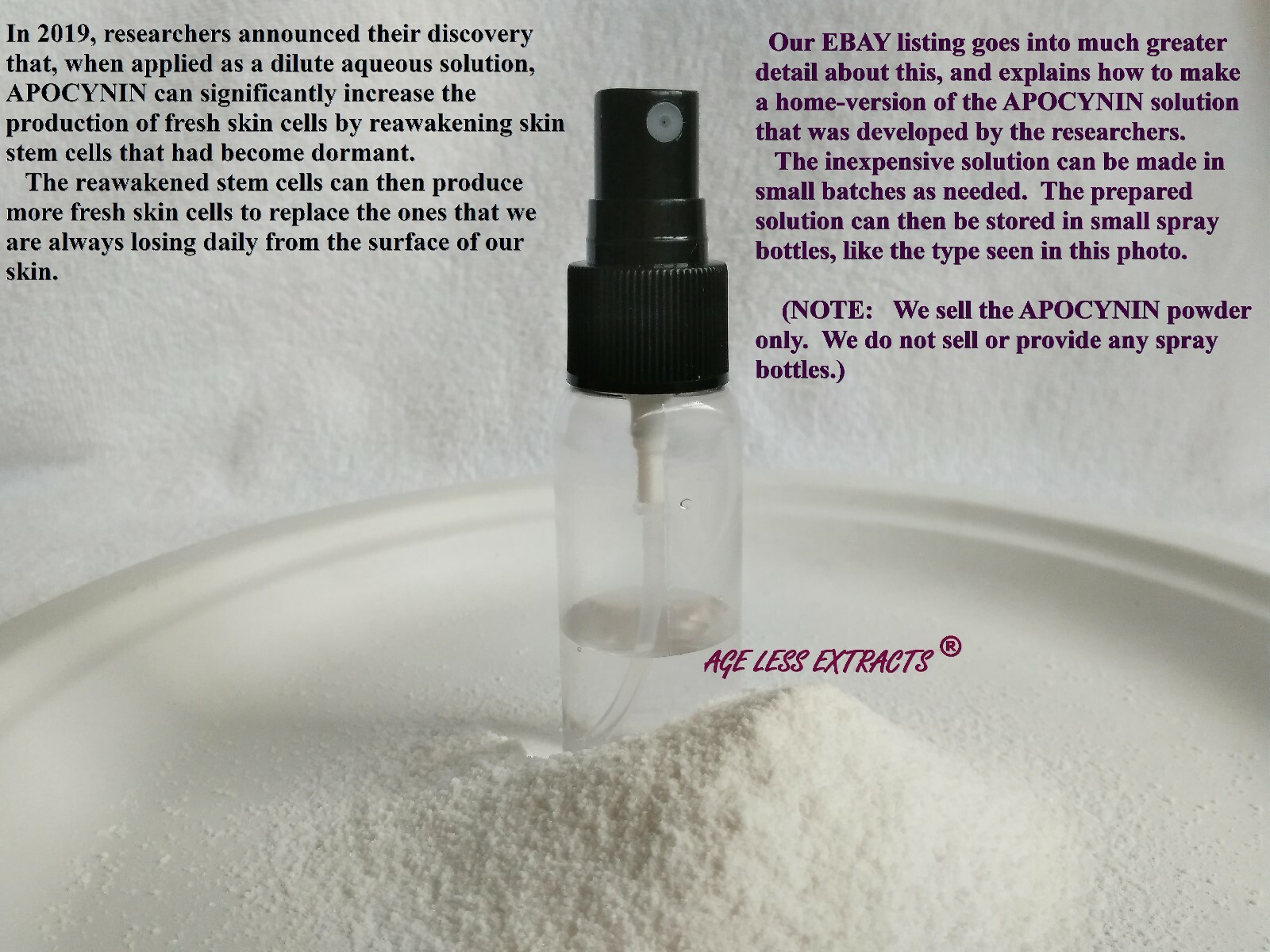 APOCYNIN, 99.95% pure, white powder, ANTI-AGING, Immune System Booster ...