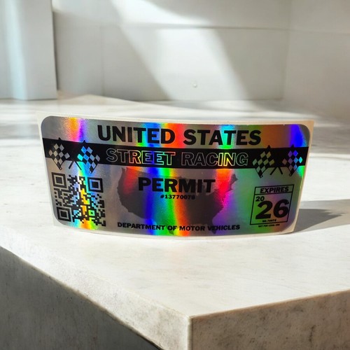 United States Street Racing Permit Car Vinyl Funny Holographic Decal | eBay