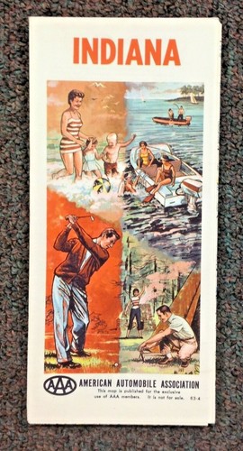 Vintage 1963-64 AAA Souvenir Color Highway Road Map Indiana City Insets ...