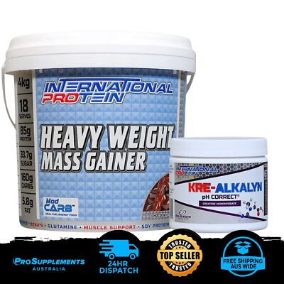 INTERNATIONAL PROTEIN Heavy Weight Mass Gainer 4 kg, plus Free Creatine ...