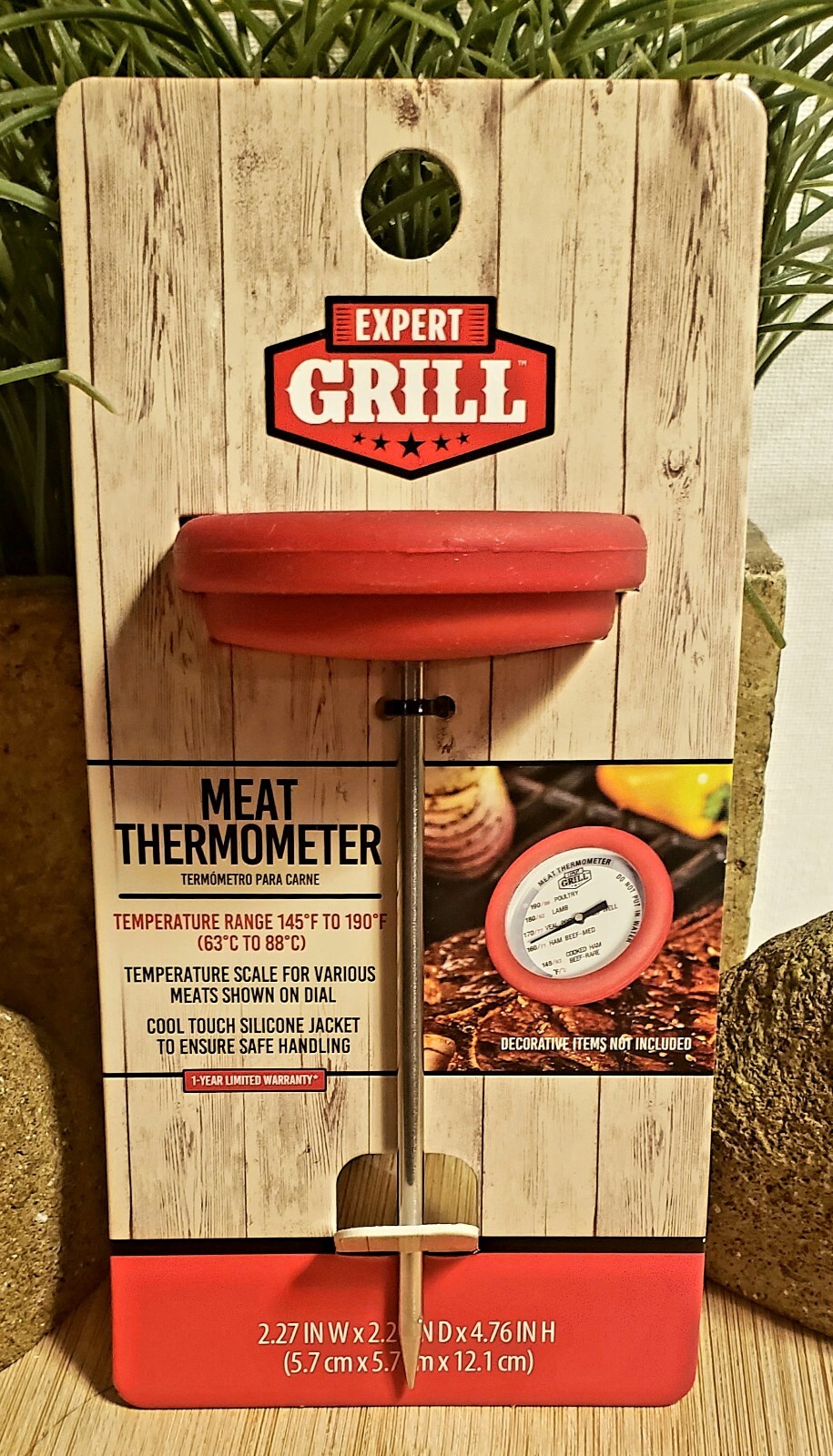 BBQ Dial Meat Thermometer with Soft Grip Silicone Cover Expert Grill | eBay