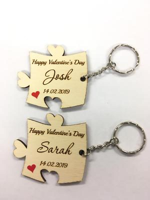 Personalised valentines day key ring set for Him or Her Husband Wife ...