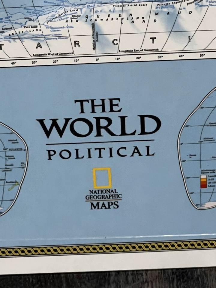 Nat Geo World Map 44x30 Wood Mounted Laminated Dry Erase ~2008-2010 NWT ...