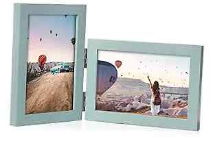 4x6 Double Hinged Picture Frame Vertical 4x6 & Horizontal 4x6 Teal Blue ...