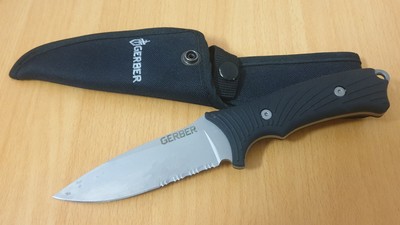 Gerber Big Rock Serrated Camp Knife inc. Nylon Sheath (camping, hunting ...