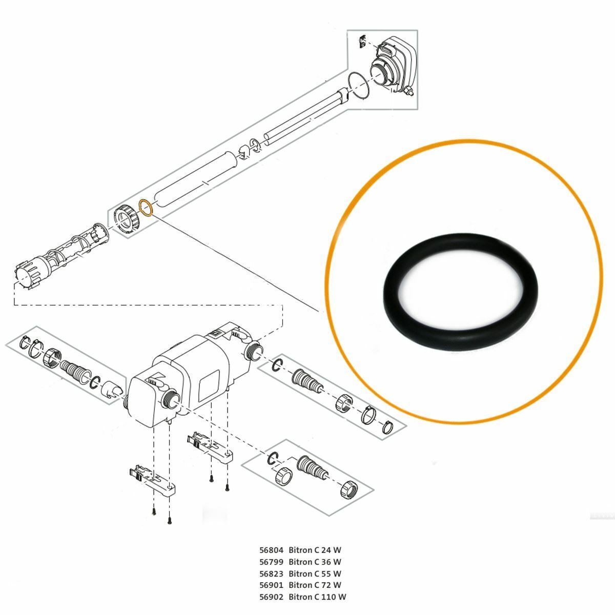 GENUINE OASE REPLACEMENT O RING FOR BITRON 18 - 55 QUARTZ SLEEVES POND ...