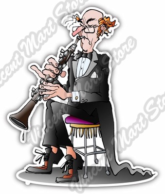 Clarinet Player Music Funny Cartoon Gift Car Bumper Vinyl Sticker Decal ...